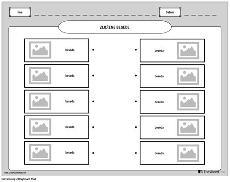 Ujemanje Vrst Sestavljenih Besed Črno Belo Storyboard