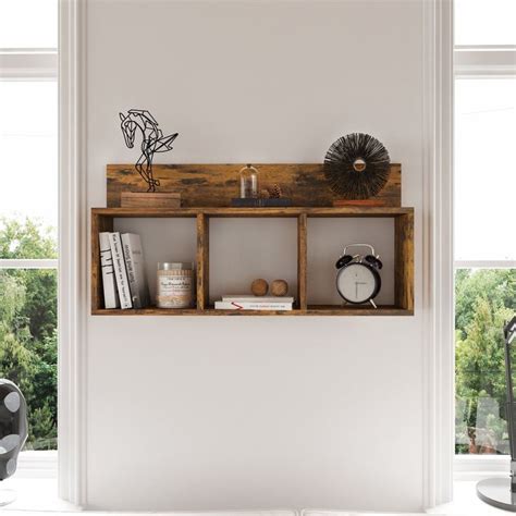 Rustic Triple Cubed Floating Cubbie Shelf Aged Wood Brown Mdf Wall Shelves Design Cube