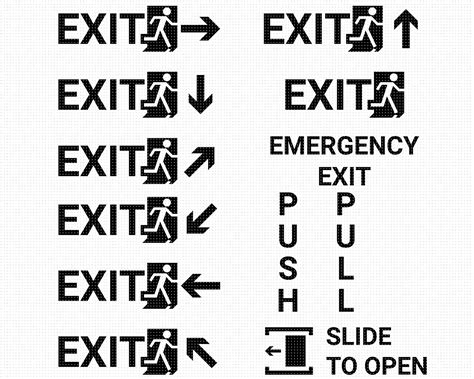 Exit Sign Svg Bundle Exit Sign Svg Emergency Poster Png Etsy Exit