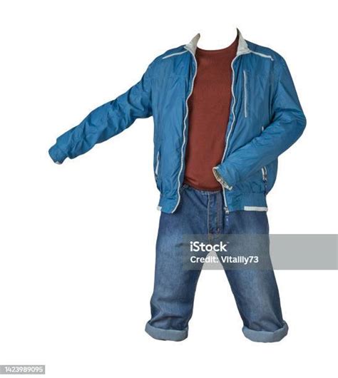 흰색 배경에 고립 된 지퍼에 데님 블루 반바지 스웨터와 재킷 0명에 대한 스톡 사진 및 기타 이미지 0명 Central London 가을 Istock