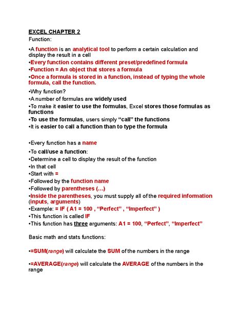 Excel Chapter 2 Excel Chapter 2 Function •a Function Is An