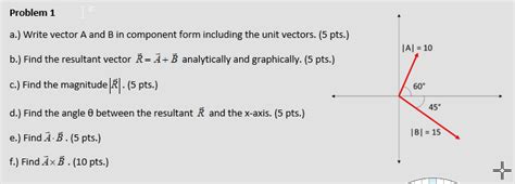 Solved Problem A Write Vector A And B In Component Form Chegg Com