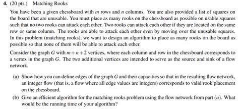 Solved 4 20 Pts Matching Rooks You Have Been A Given