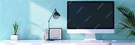 Performance Management Minimalist Workspace Modern Office Desk Setup Sleek Computer Screen