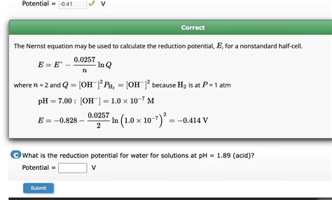 Potential Correct The Nernst Equation May Be Used