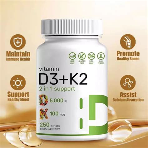 Vitamin D3k2 Softgels 5000 Iu Extra Strength D3 K2 Supplementsimmune