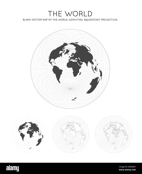 Map Of The World Azimuthal Equidistant Projection Globe With Latitude