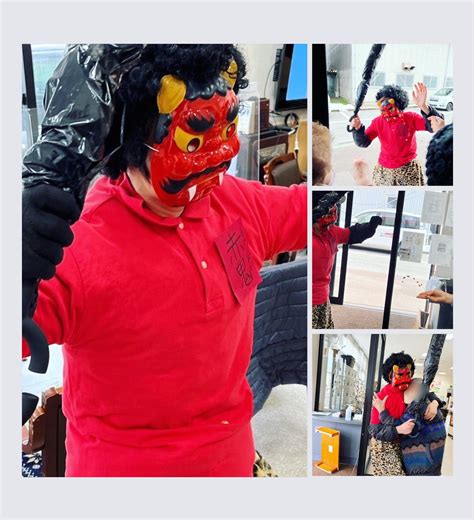 あらかると孫の手／米子 今回はデイサービス孫の手！ 2月3日は節分の日！！ デイサービスにも赤鬼が来ました👹 鬼に向かって、強く豆を投げる方もいれば優しく投げる方、そして抱きつく方など様々