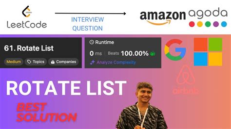Leetcode Problem Rotate List Explained In Java Youtube