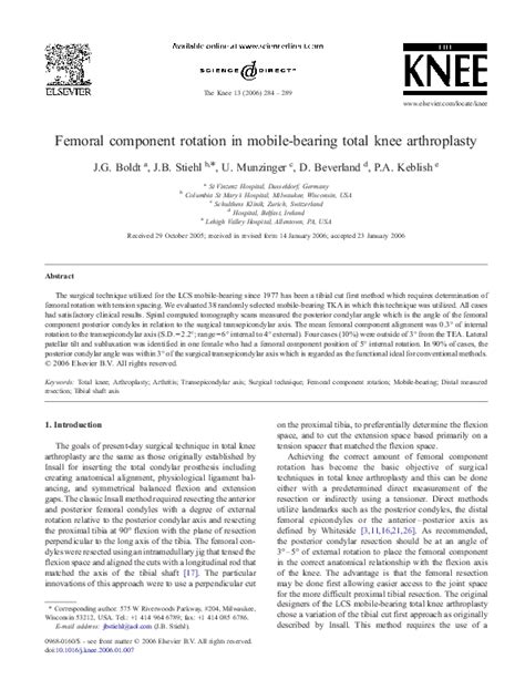 Pdf Femoral Component Rotation In Mobile Bearing Total Knee