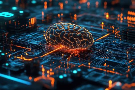 Innovative Representation Of Artificial Intelligence On A Digital Circuit Board Stock