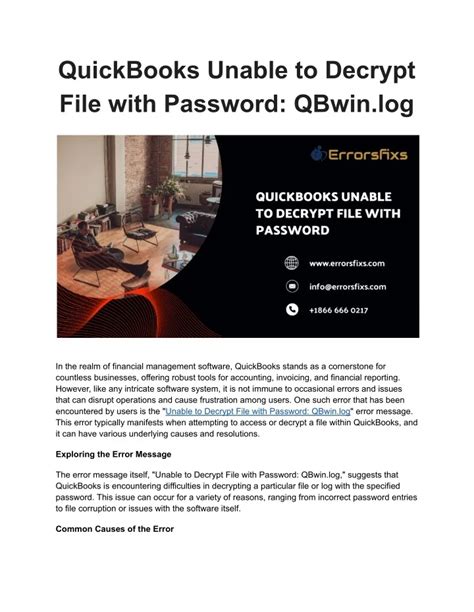 Ppt Quickbooks Unable To Decrypt File With Password Qbwin Powerpoint