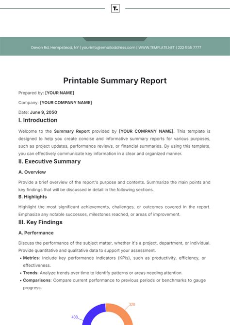 Free Printable Summary Report Template To Edit Online