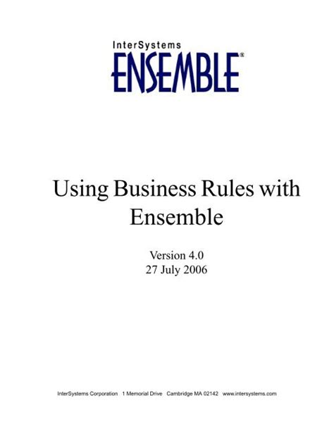 Using Business Rules With Ensemble Intersystems Documentation