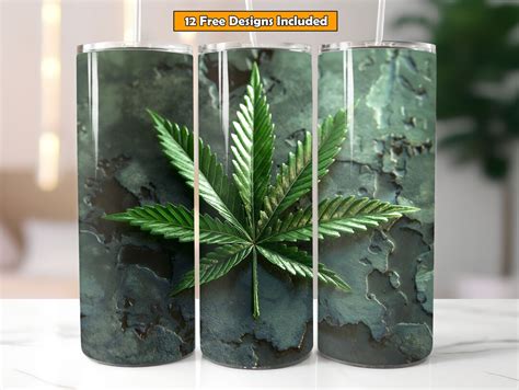 3d Cannabis Leaf 420 Weed Tumbler Wrap Sublimation Designs For 20oz
