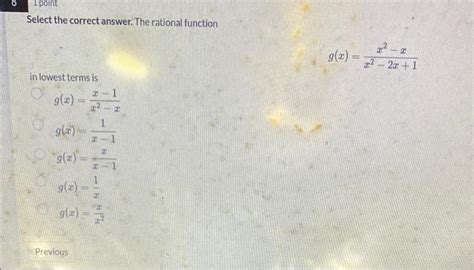 Solved Select The Correct Answer The Rational Function