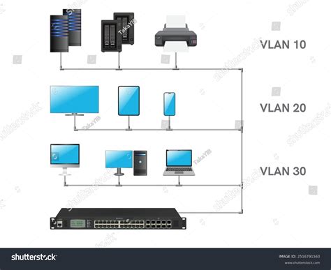 Vlan Virtual Area Network Diagram Trunk Stock Vector Royalty Free 2516791563 Shutterstock