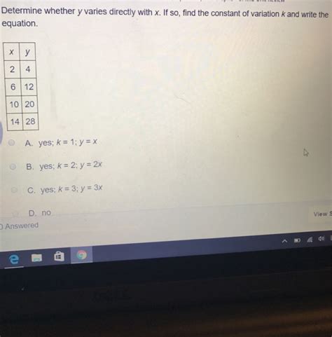 Solved Determine Whether Y Varies Directly With X If So Chegg