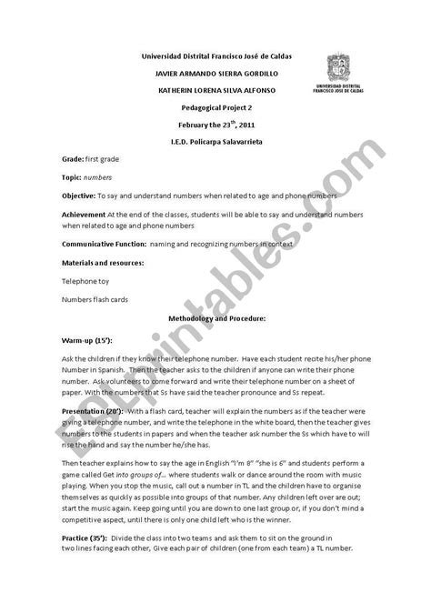 Numbers Lesson Plan Esl Worksheet By Javier Sierra