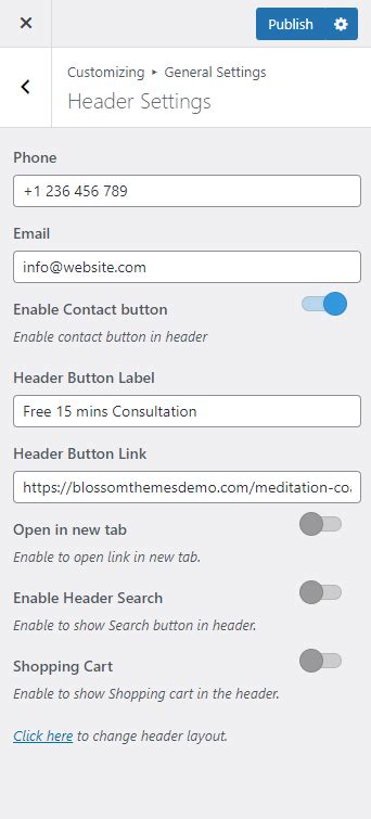 How To Configure Header Settings BlossomThemes