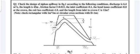 Solved Q1 Check The Design Of Siphon Spillway In Fig1