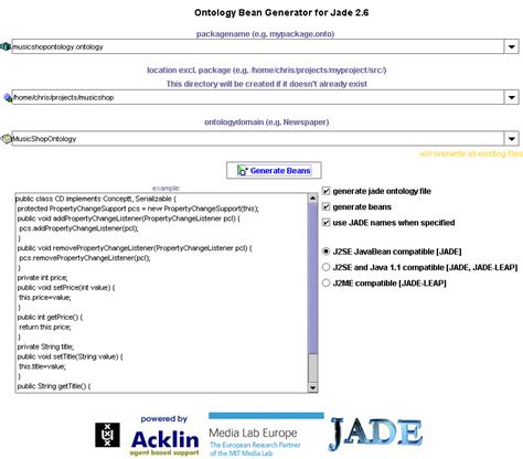 Java Ontology Bean Generator For Jade
