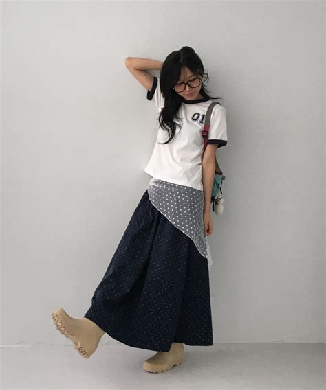 데일리쥬 무료배송 디케인 도트 플레어 밴딩 롱 스커트