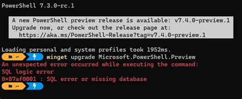 unable to update windows pwsh preview r terminal