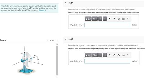 Solved The Electric Fan Is Mounted On A Swivel Support Such Chegg Com