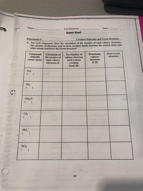 solved name date lab instructor report sheet experiments