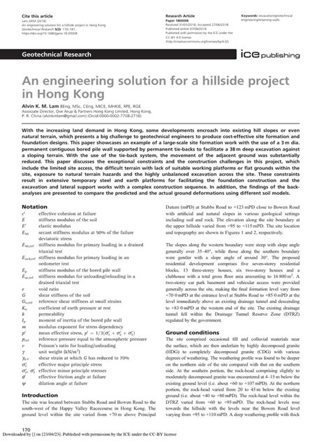 An Engineering Solution For A Hillside Projectin Hong Kong Pdf Deep