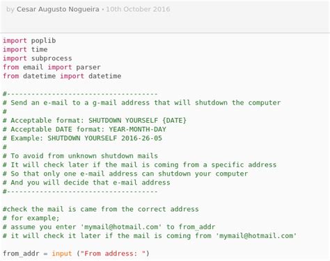 Shutdown Your Computer Via E Mail Using Python Codepad
