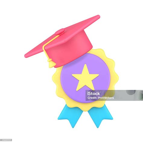 교육 성취 졸업 모자 및 메달 학위 행사 3d 아이콘 현실적인 벡터 검사 보기에 대한 스톡 벡터 아트 및 기타 이미지 검사