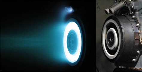 The Spt 140 Hall Thruster Left Operation In A Ground Facility Right