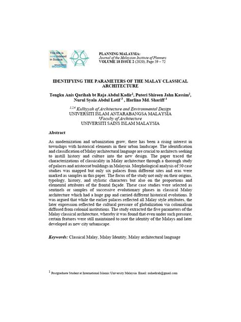 Identifying The Parameters Of The Malay Classical Pdf