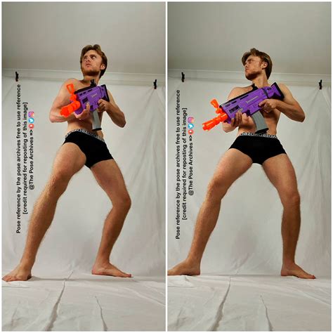 Male Standing With Assault Rifle Low Angle Pose By Theposearchives On