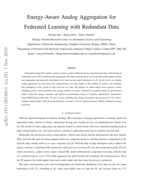 PDF Energy Aware Analog Aggregation For Federated Learning With Redundant Data