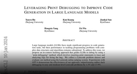 Paper Page Leveraging Print Debugging To Improve Code Generation In Large Language Models