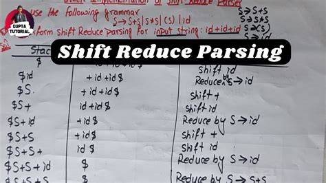 Stack Implementation Of Shift Reduce Parser Bottom Up Parser