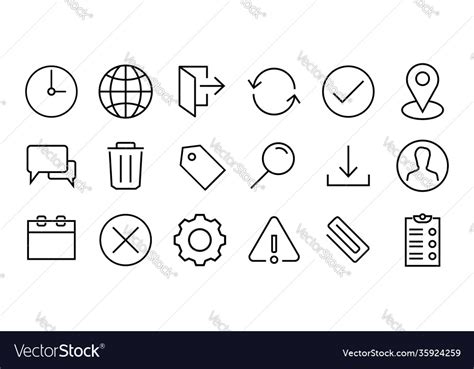 Set Web Icon Line Style Isolated Royalty Free Vector Image