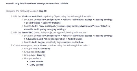 Solved Edit The WorkstationGPO Group Policy Object Using Chegg Com