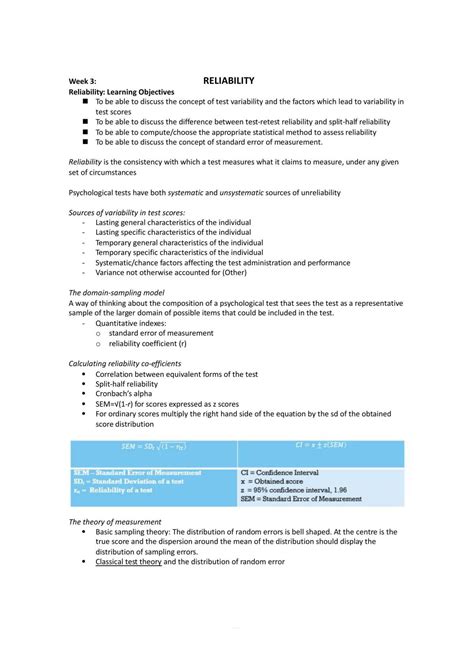 Introductory Psychometrics Assessment And Ethics Lecture Notes Py3107 Introductory