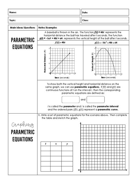 5 7 Graphing Parametric Equations Pdf Equations Curve