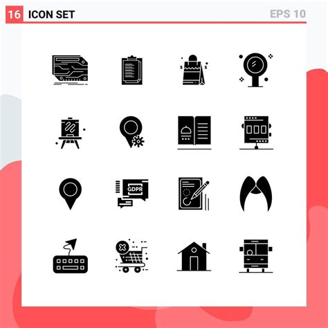 16 Universal Solid Glyph Signs Symbols Of Reflection Interior Presentation Beauty American