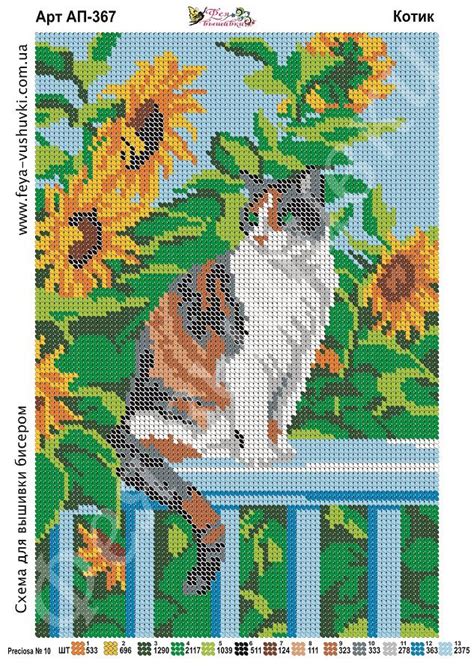 А 4 Полная вышивка бисером Схема полной вышивки бисером КОТИК Cross Stitch Art Cross Stitch