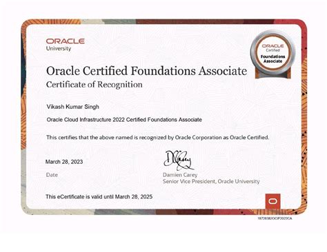 Vikash Kumar Singh On Linkedin Oraclecloudinfrastructure Oraclecertified Oracleuniversity