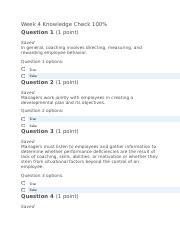 Quiz Docx Week Knowledge Check Question Point Saved In General Coaching Involves