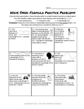 Wave Speed Formula HS PS4 1 By Mr Fry S Physical Science TpT