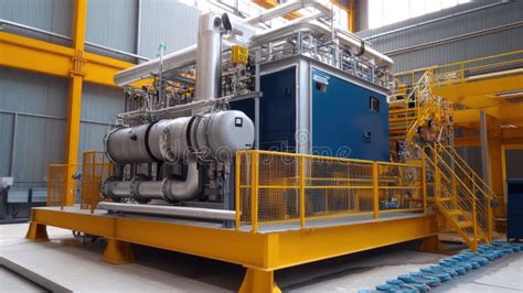 Industrial Gas Processing Unit With Pipes And Safety Railings Stock Illustration Illustration