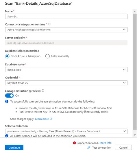 Unable To Scan A Azure Sql Database In Azure Purview Microsoft Qanda